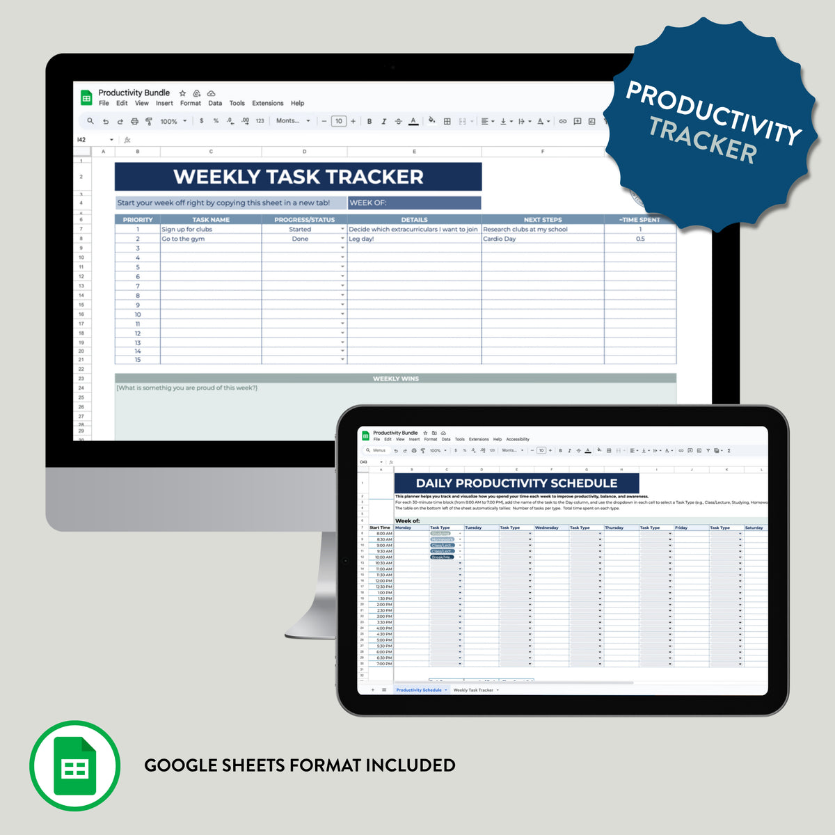 Productivity Tracker Bundle (Google Sheets) – NSLS Shop
