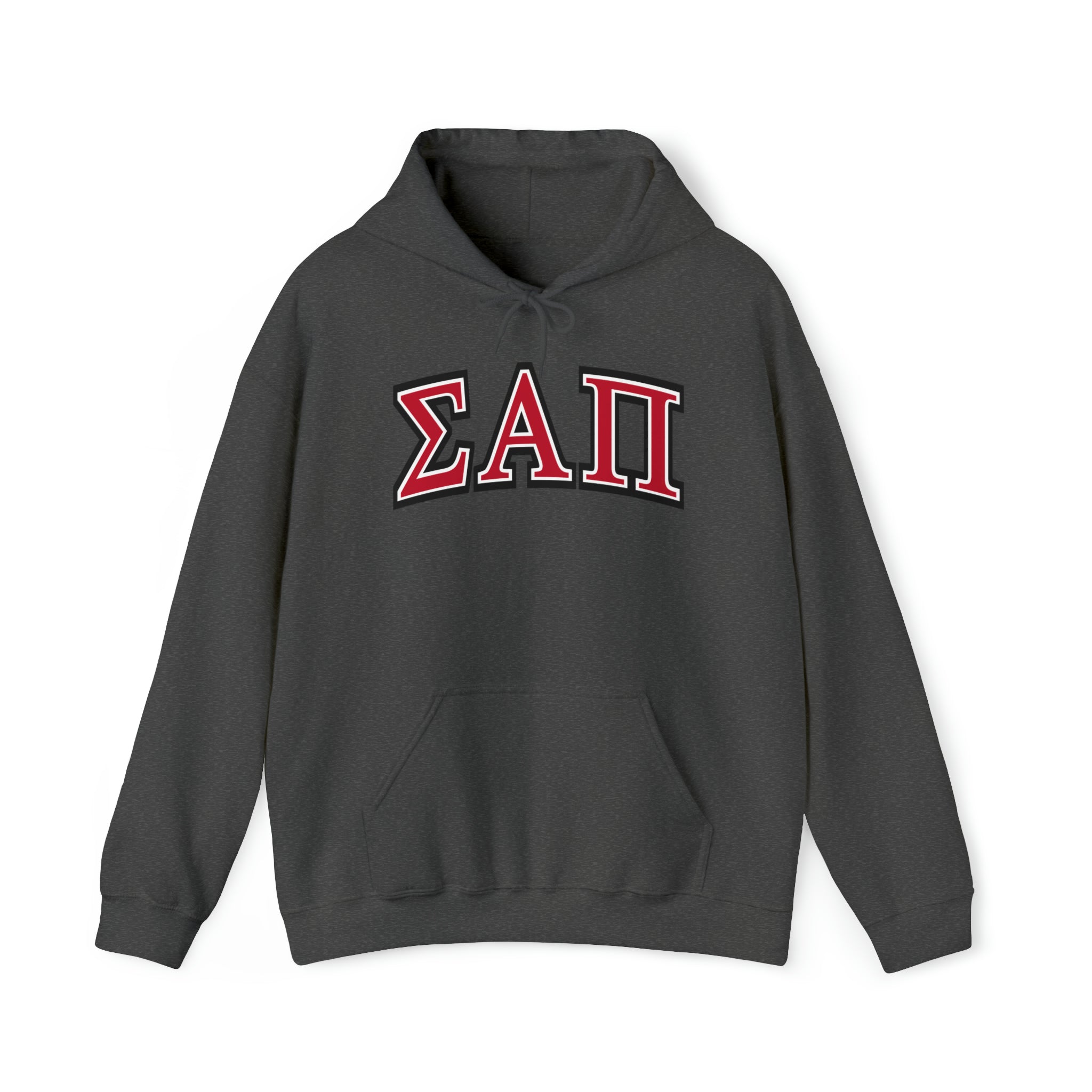 SIGMA ALPHA PI Heavy Hooded Sweatshirt - Red on Dark Heather – NSLS Shop