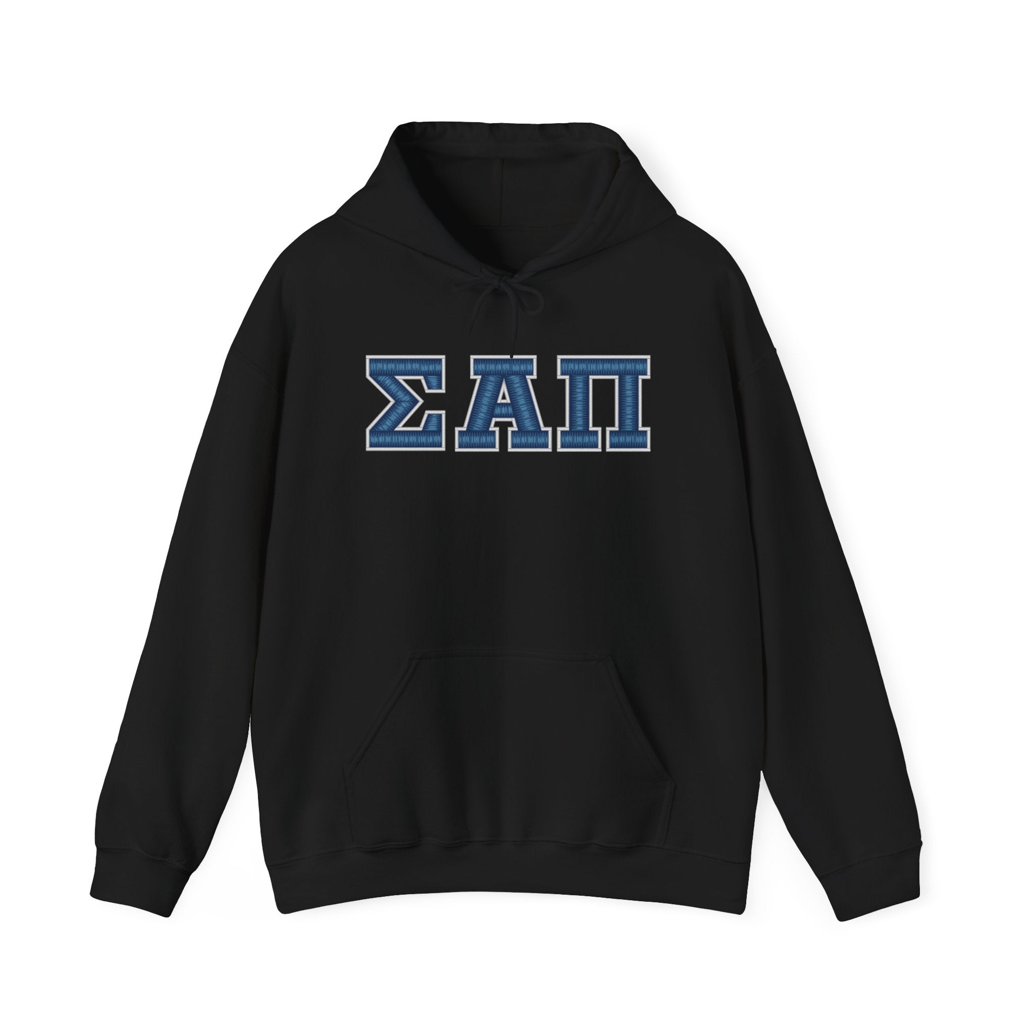 Sigma Alpha Pi Heavy Hooded Sweatshirt - Blue 'stitch' logo – NSLS Shop